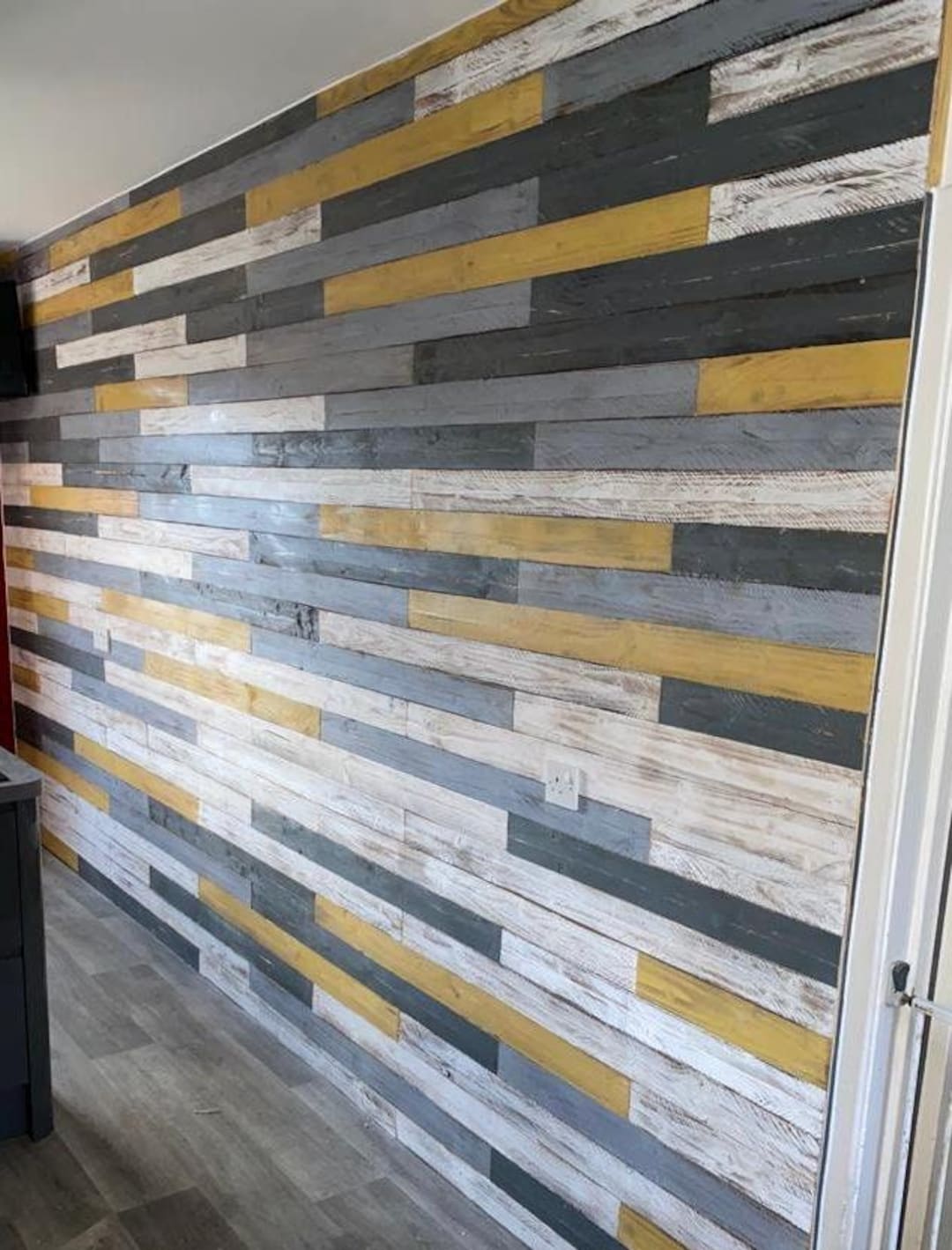 1sqm Timber Cladding | Grey and Mustard Mix Rustic Wall Cladding ...