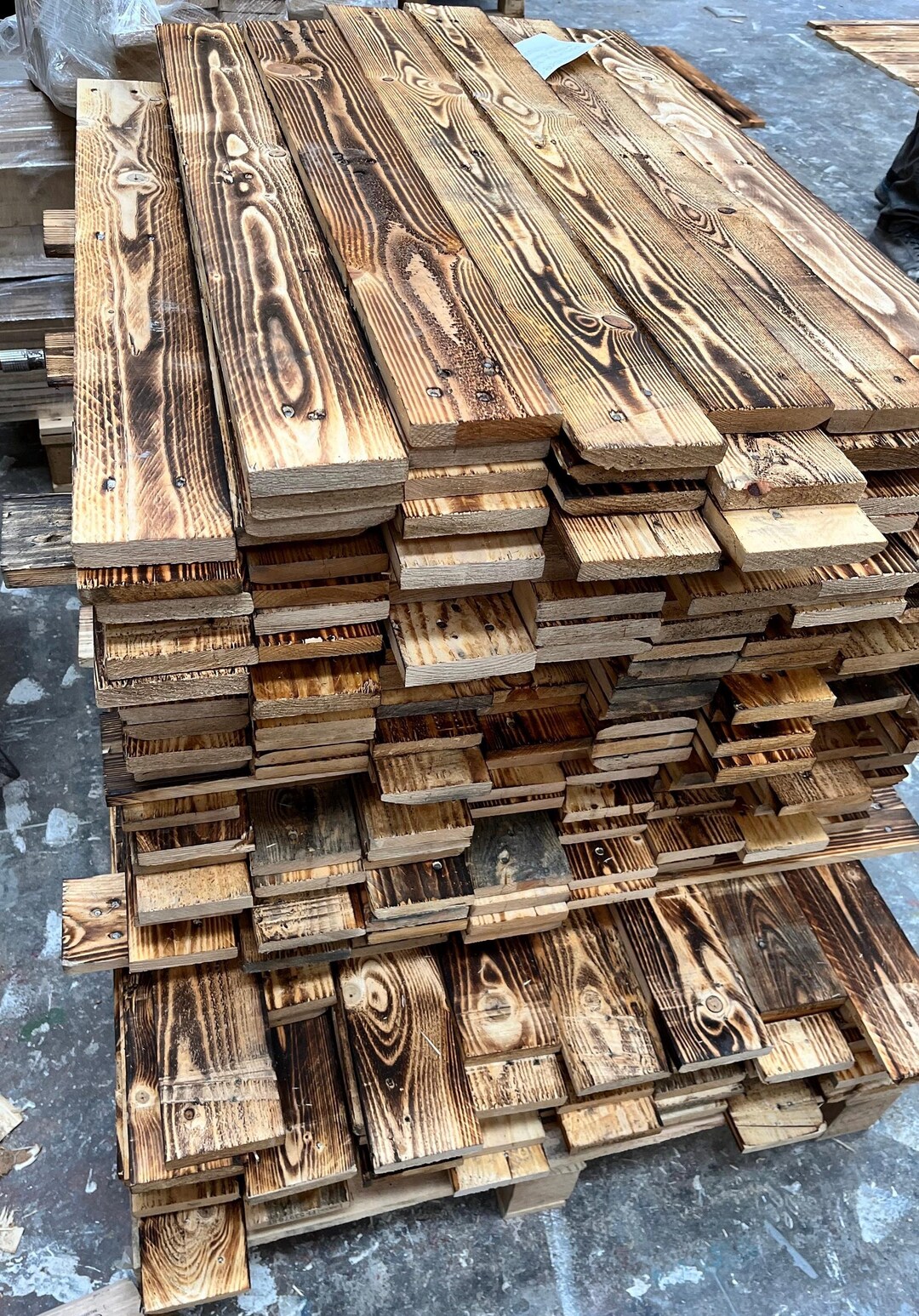 10sqm Scorched Reclaimed Pallet Wood Cladding Free P&P Recycled Timber ...