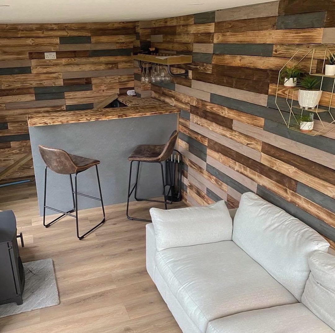1sqm Timber Cladding | Cappuccino Mix - Rustic Wall Cladding - Sanded L ...