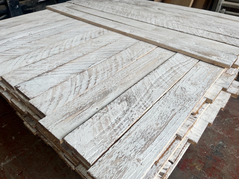 White Wash Reclaimed Wood Wall Cladding – Rustic Timber Panels, 1sqm ...