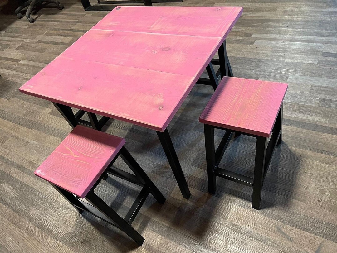 Kids Rustic Wooden Table & Stool Set - Etsy