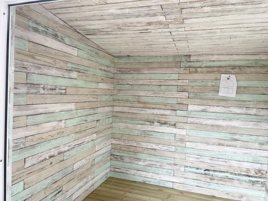 1sqm New Pallet Wood Coloured Cladding Champagne & Mint Colour Mix ...