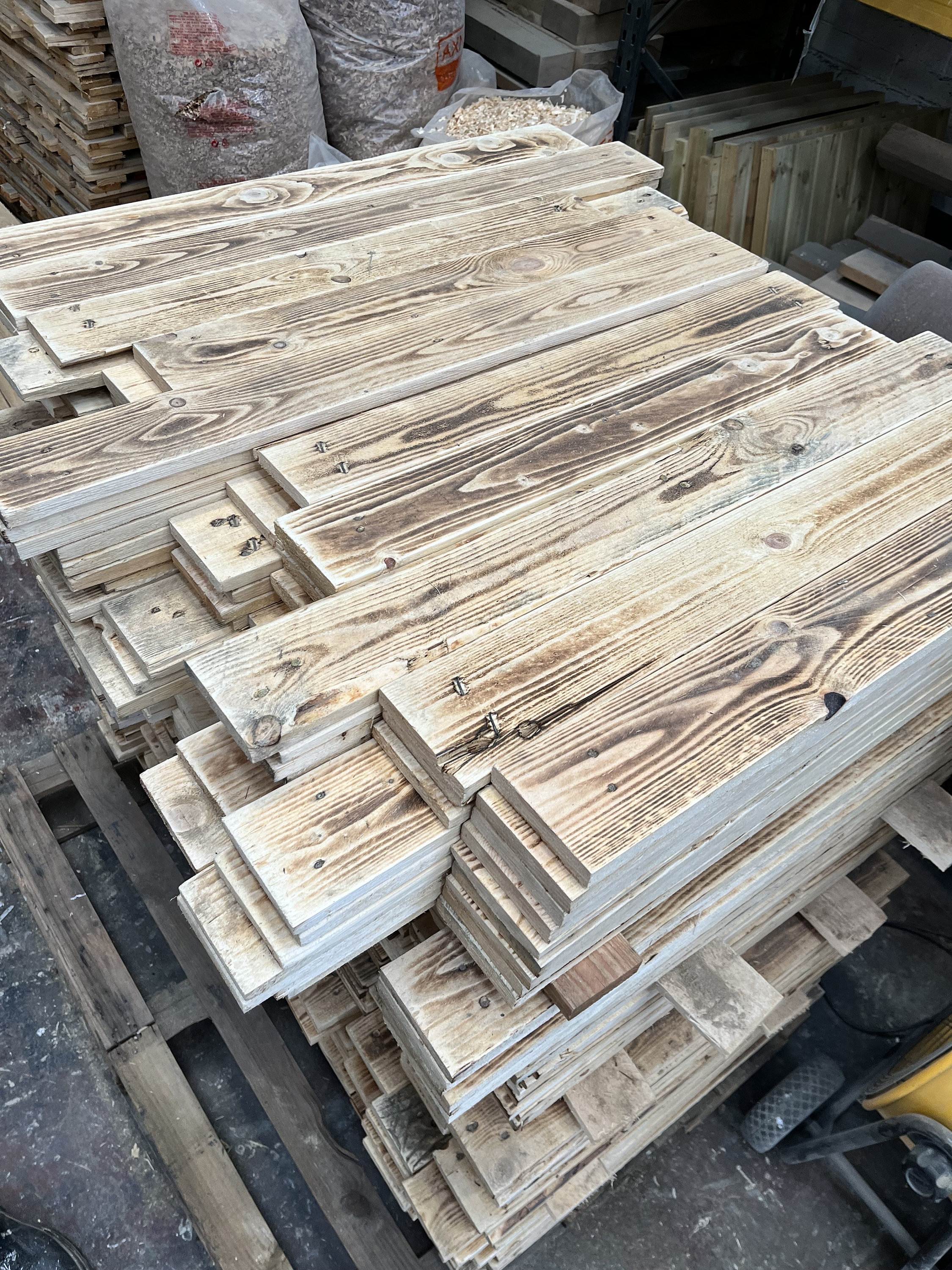 10sqm Scorched Reclaimed Pallet Wood Cladding | Recycled Timber, Rustic ...