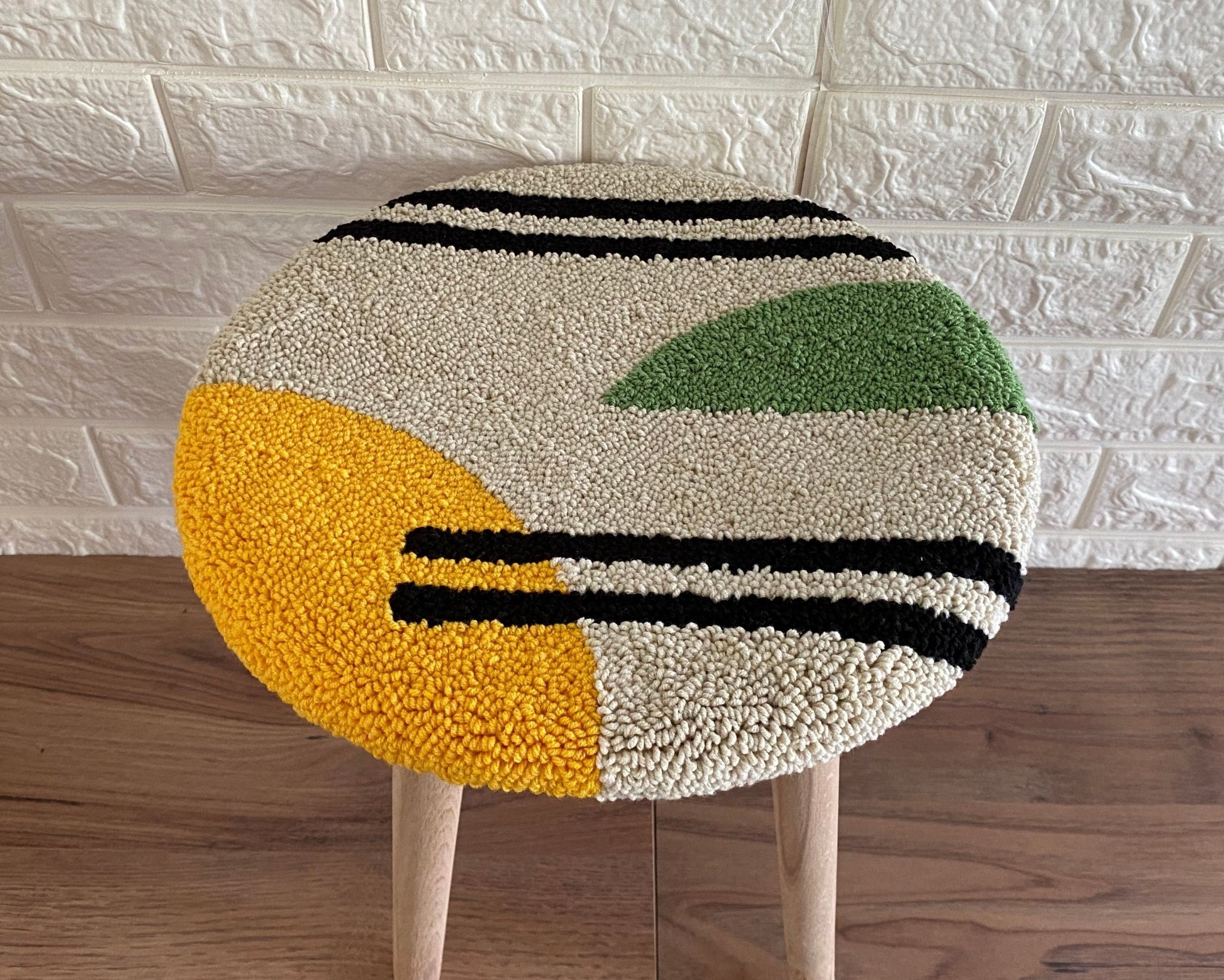 Punch Needle Embroidered Modern Soft Washable Stool Cover - Etsy