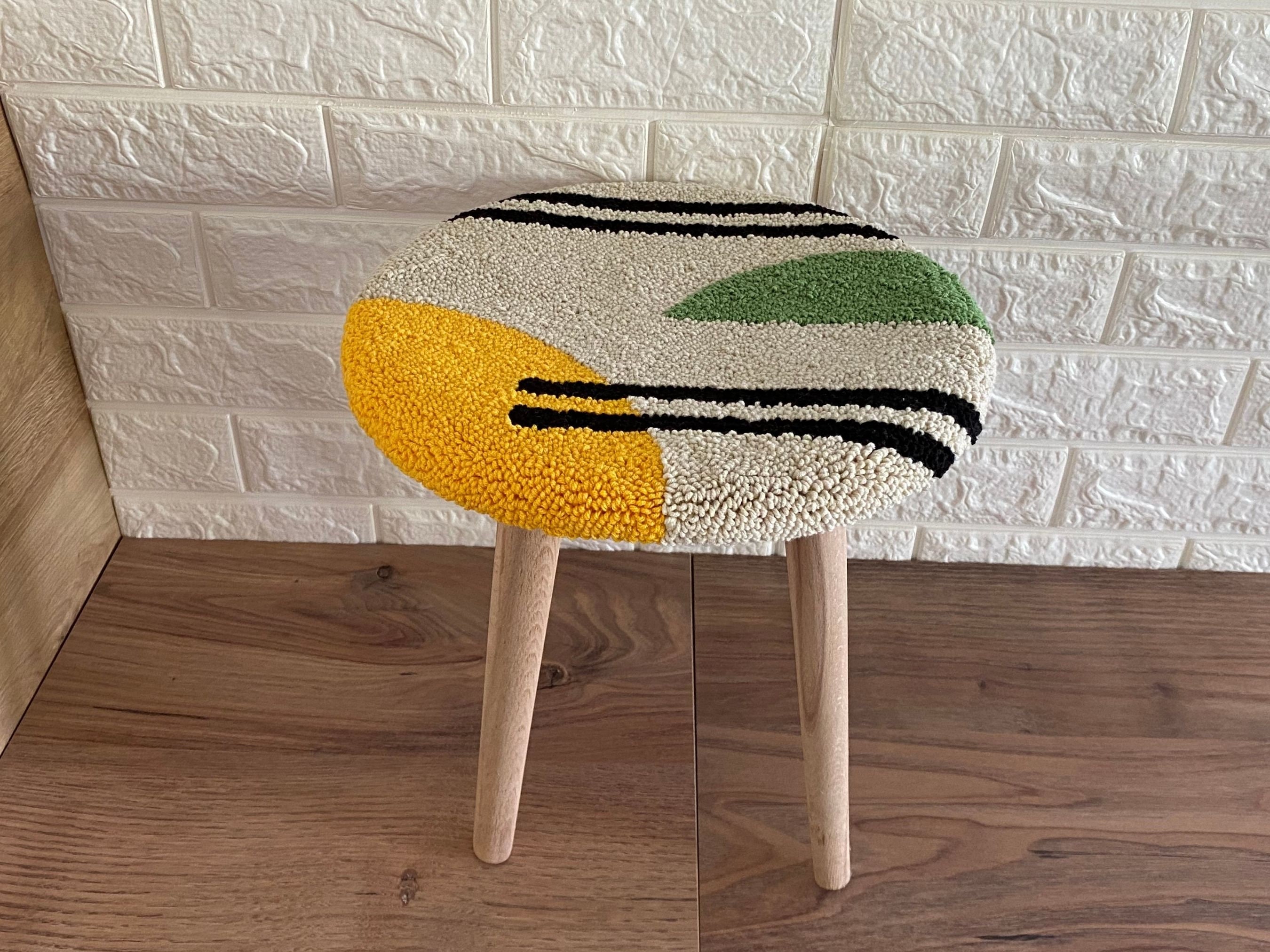 Punch Needle Embroidered Modern Soft Washable Stool Cover - Etsy