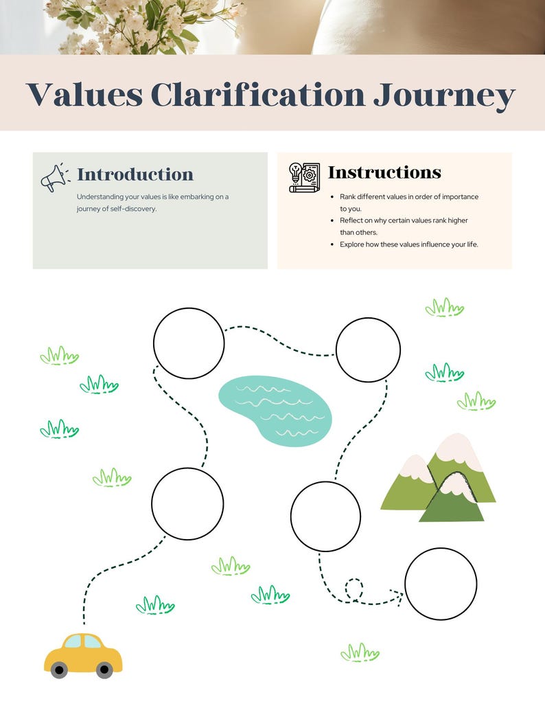 Values Clarification Journey | Worksheet Set - Etsy
