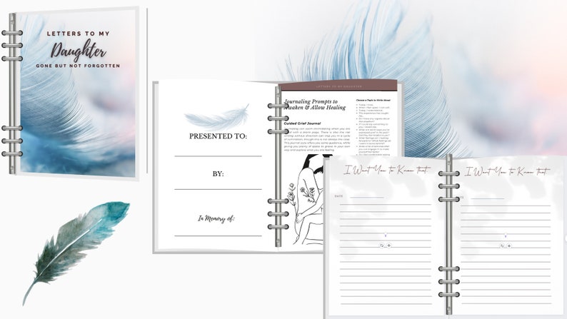 Editable Grief Therapy Journal Letters to My Daughter Canva Template ...
