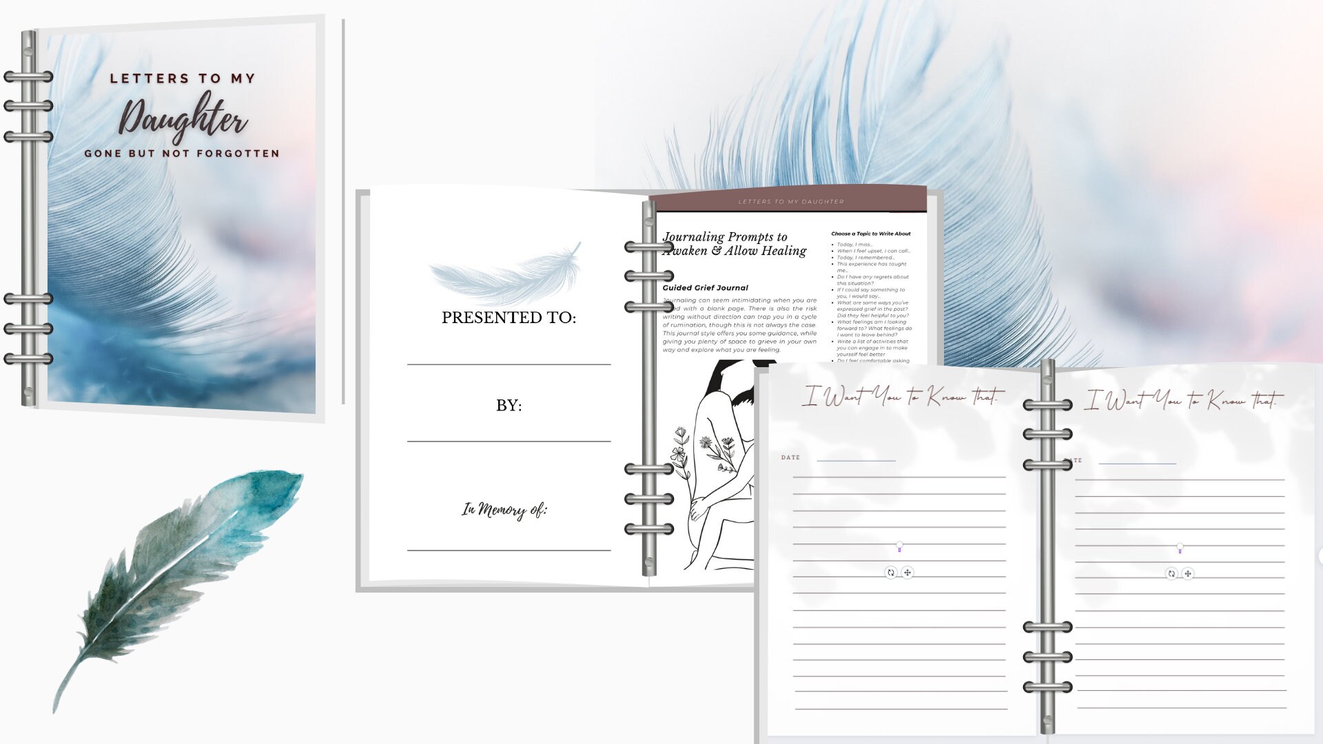 Editable Grief Therapy Journal Letters to My Daughter Canva Template ...