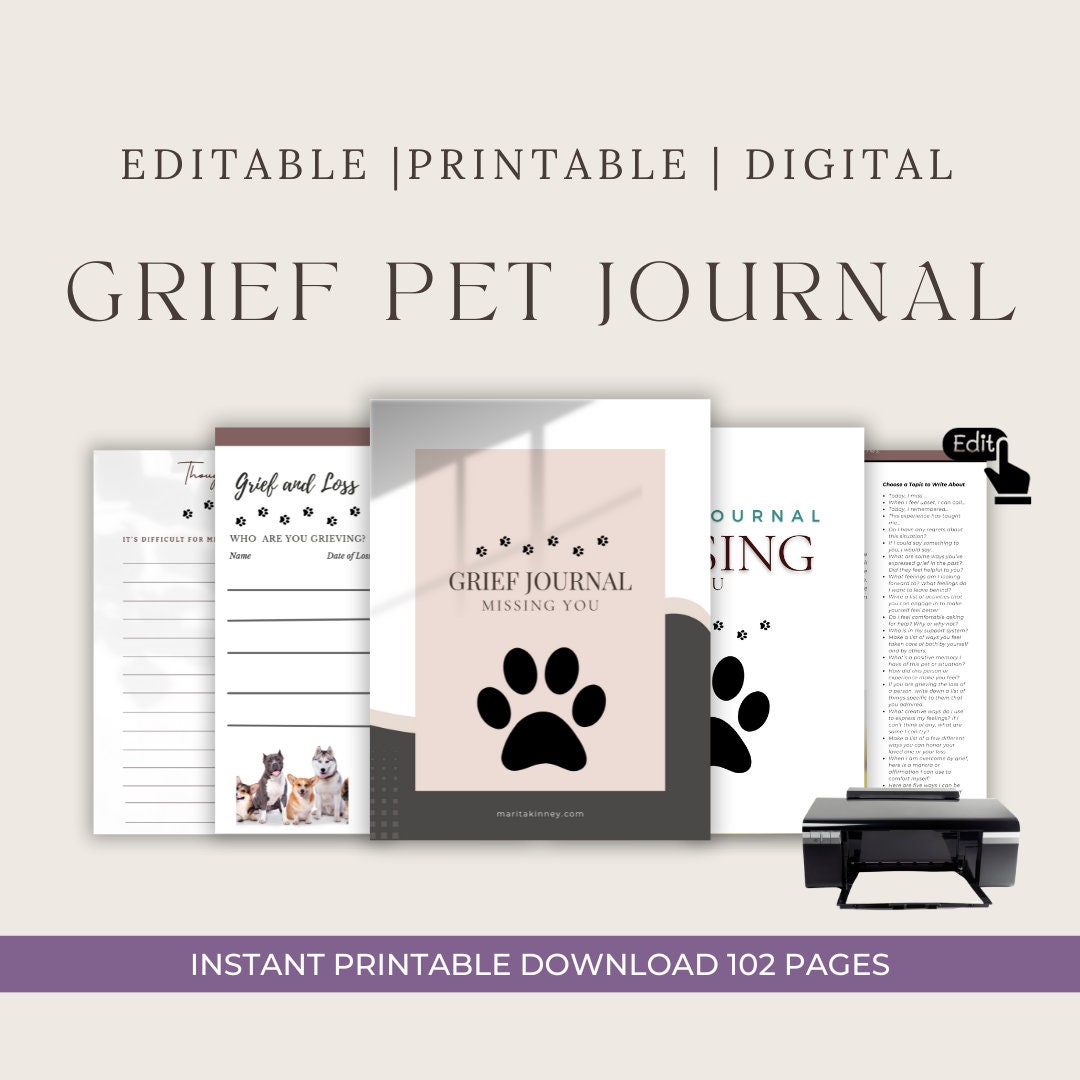 Customizable Pet Grief Journal: Mental Health & Healing (digital) - Etsy