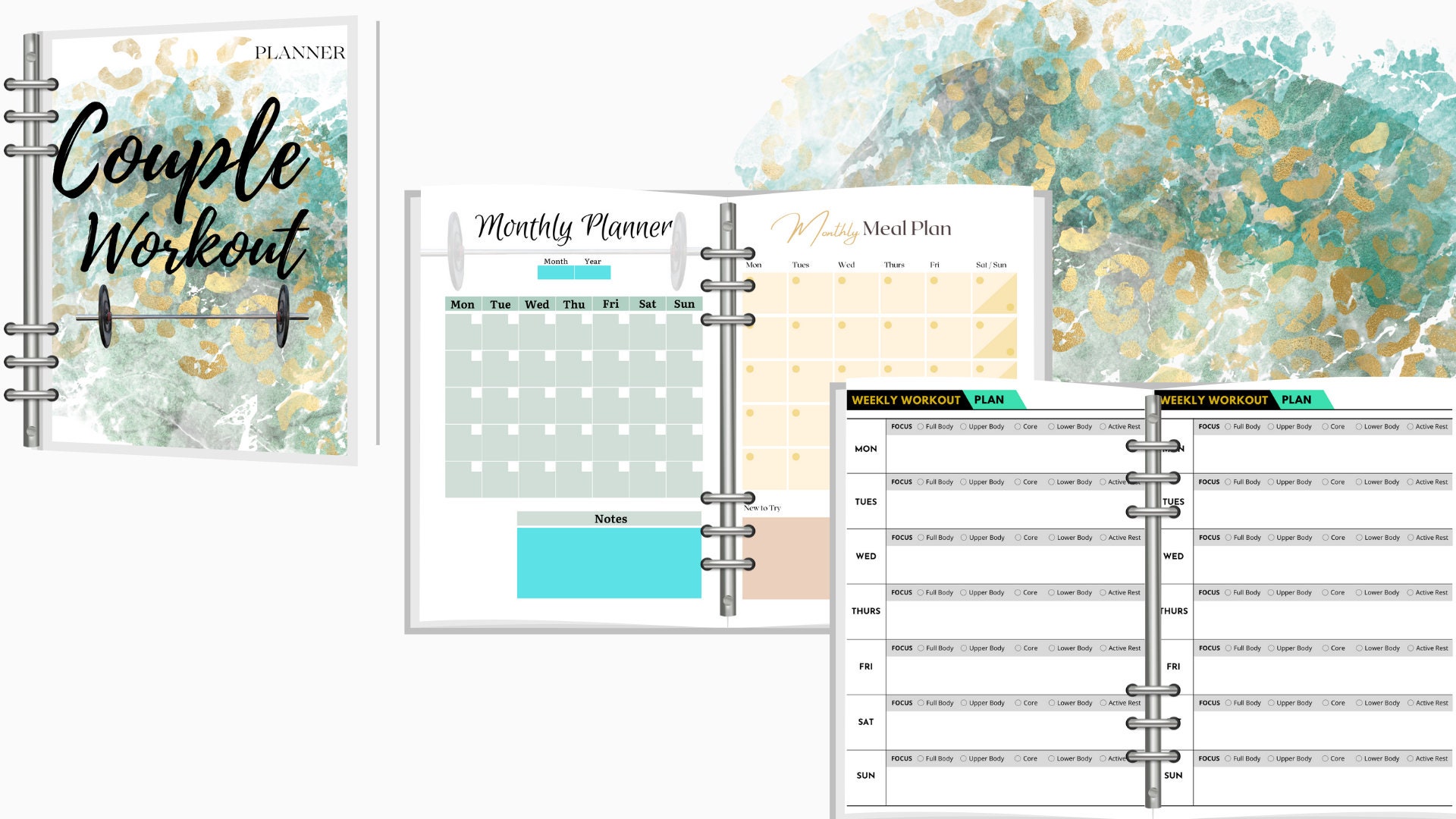 Printable Couple Workout Planner/ Journal 6x9 and 8.5x11 PDF - Etsy