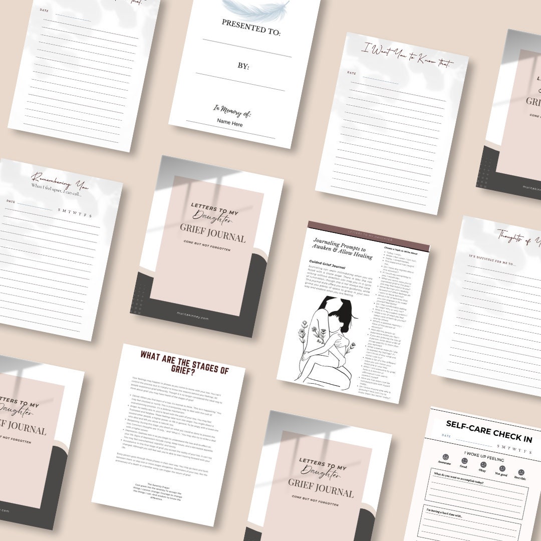 Editable Grief Therapy Journal Letters to My Daughter Canva Template ...