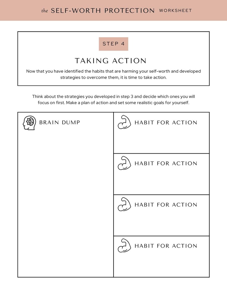 Self-worth Protection Worksheet Set - Etsy
