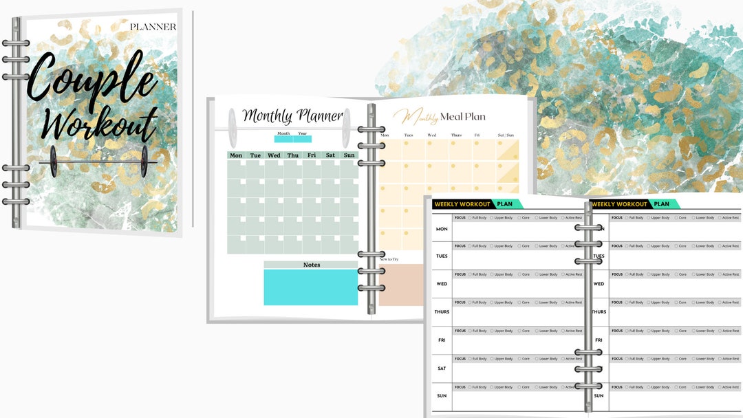 Printable Couple Workout Planner/ Journal | 6x9 and 8.5x11 PDF Workout ...