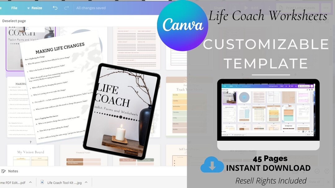 Printable and Editable Life Coaching Forms and Worksheets Templates - Etsy