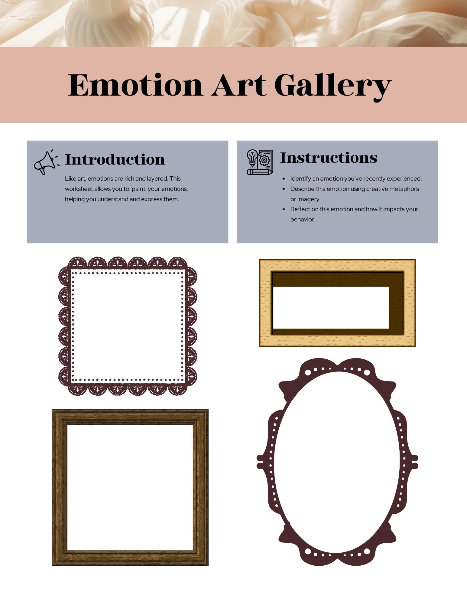 Emotion Art Gallery Worksheet - Etsy