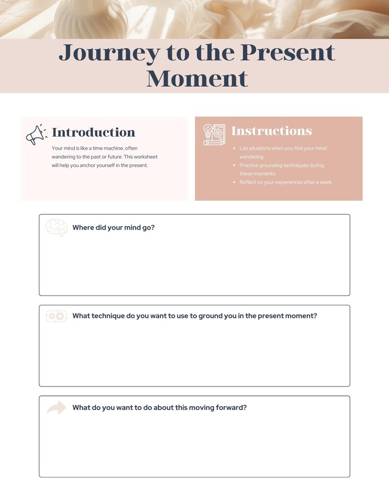Journey to the Present Moment Worksheet Set - Etsy