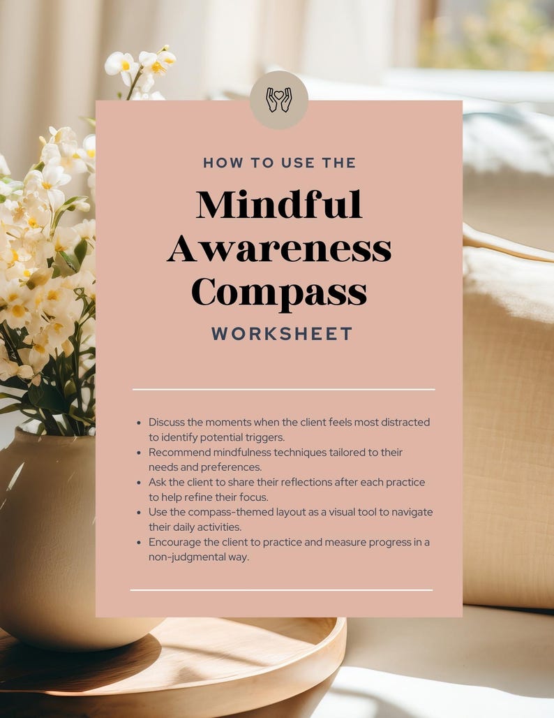 Mindful Awareness Compass Worksheet - Etsy
