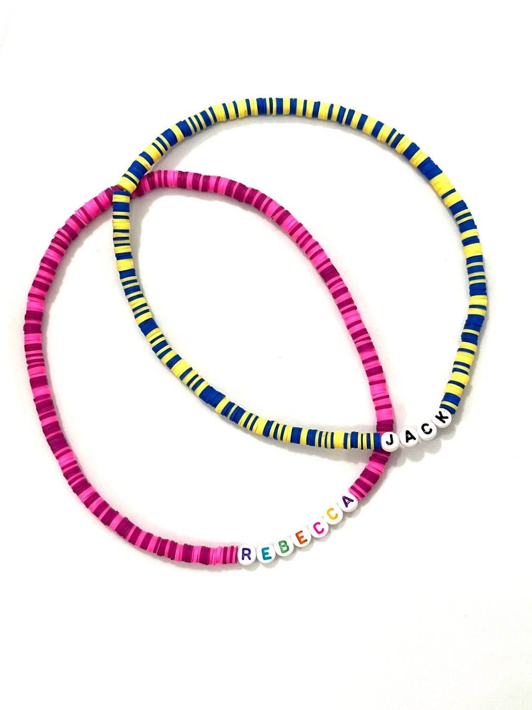 Kids Personalized Name Heishi Necklace Bright Rainbow - Etsy