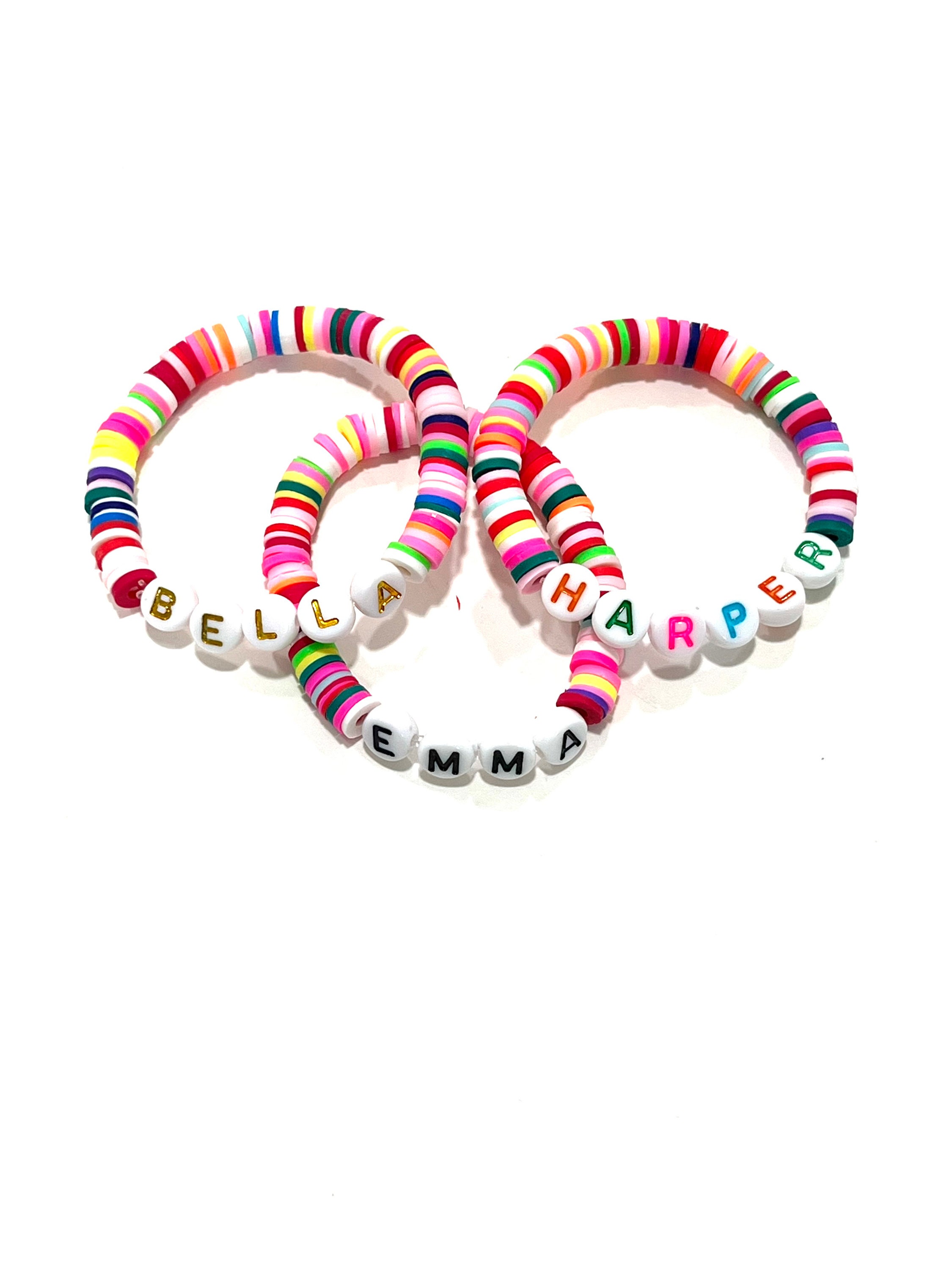 Kids Stretch Bright Rainbow Heishi Custom Name Bracelet - Etsy