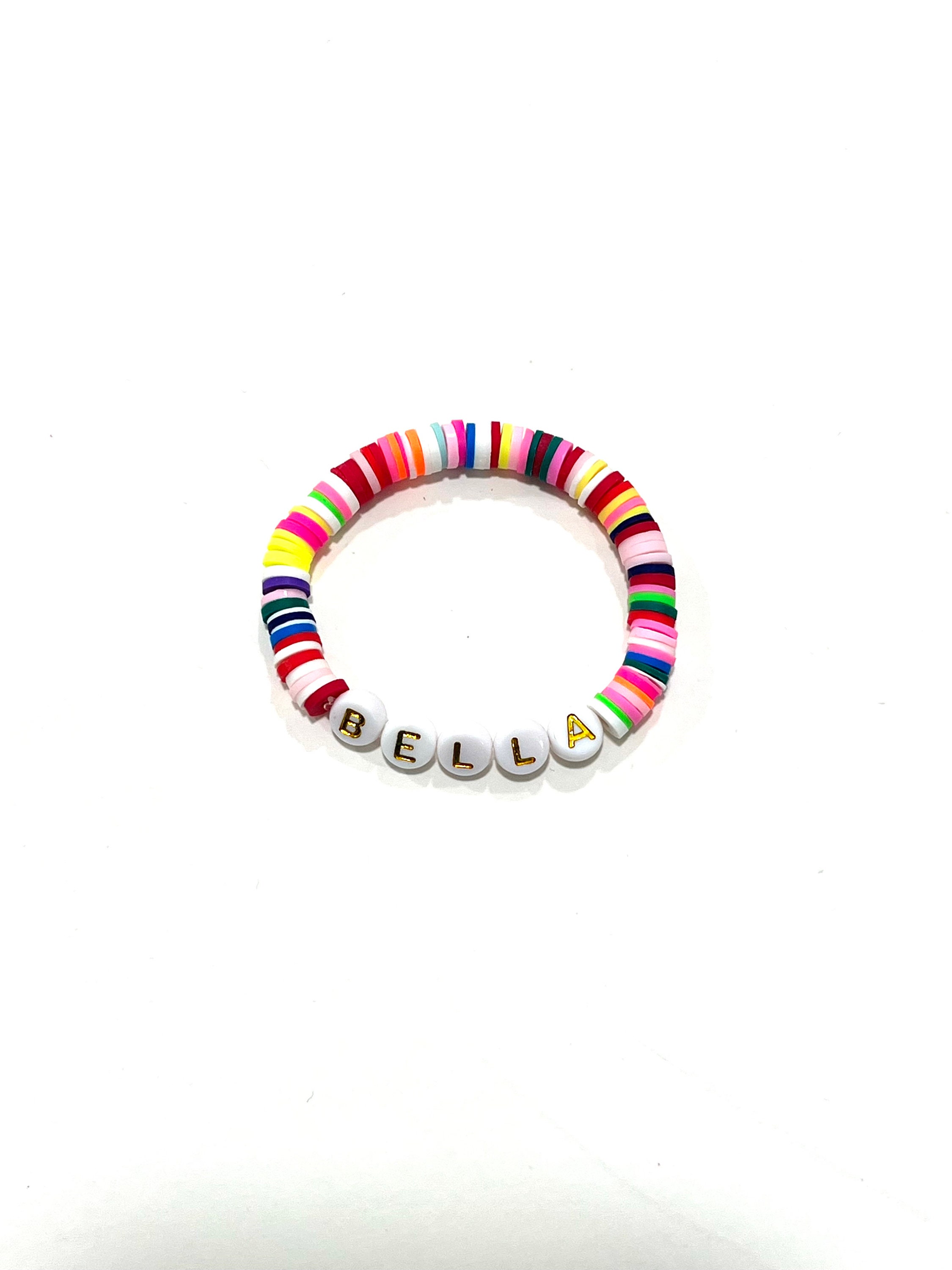 Kids Stretch Bright Rainbow Heishi Custom Name Bracelet - Etsy