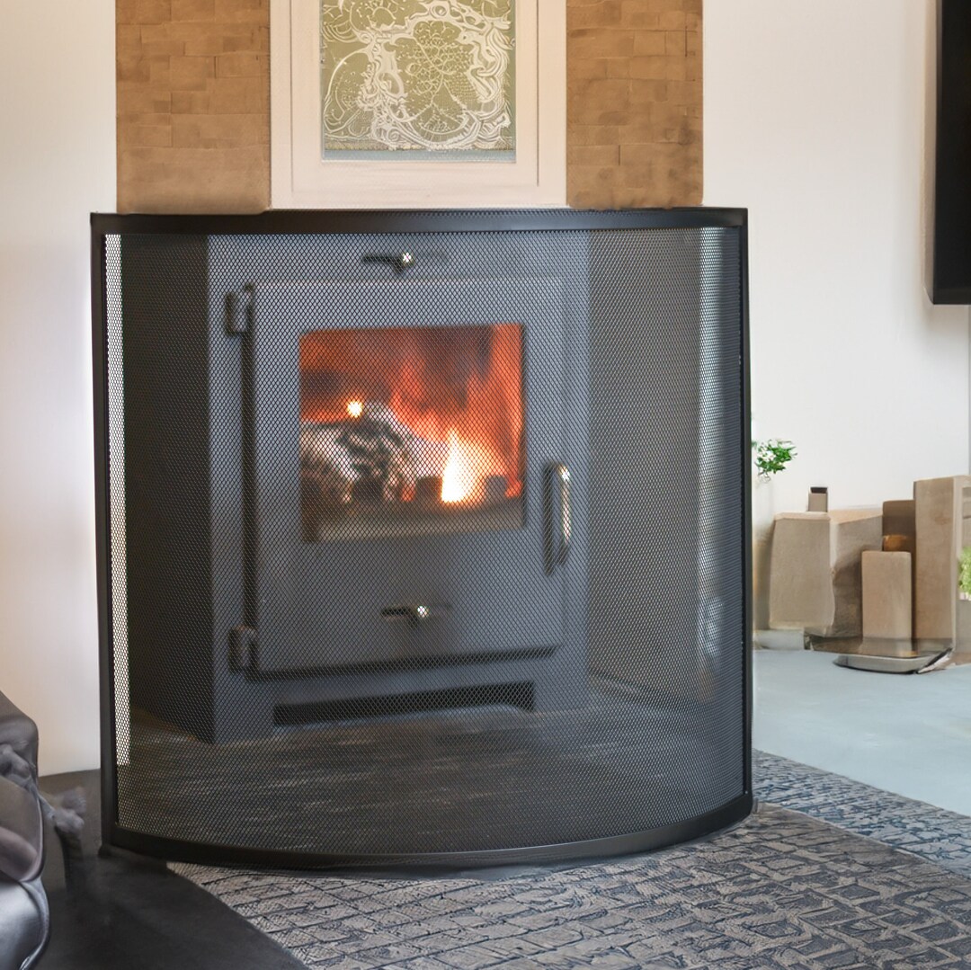 Black Curved Single Panel Fire Guard/fireside Fire Place - Etsy