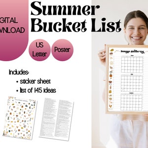 Summer Bucket List Digital Download Printable Summer Countdown Poster ...