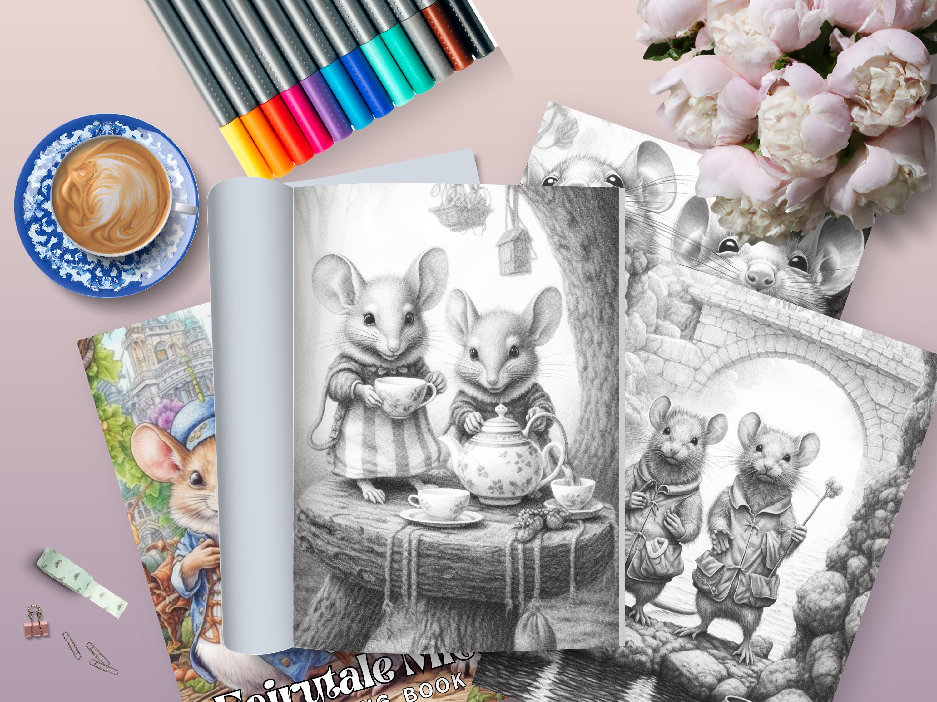 Cute Fairytale Mice Colouring Book - Etsy