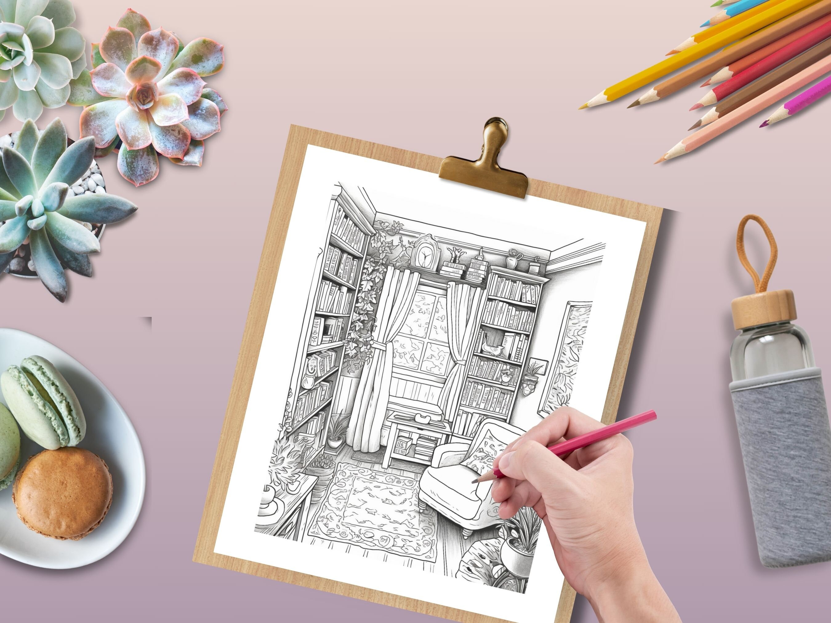 Cozy Pocket Room Colouring Pages Adult Coluoring Book Adult Coloring ...