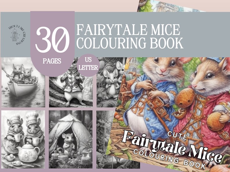 Cute Fairytale Mice Colouring Book - Etsy