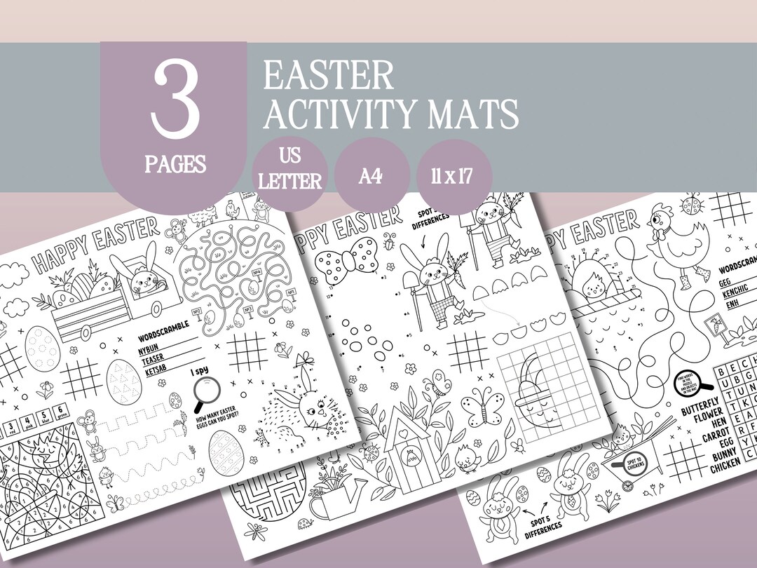 Kawaii Easter Activity Posters Party Activity Easter Colouring ...