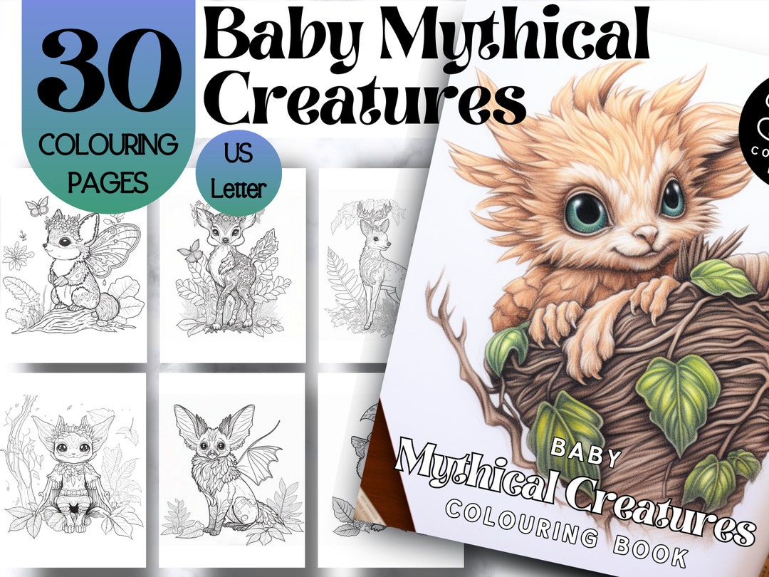 Baby Mythical Creatures Colouring Book Adults Kids - Etsy