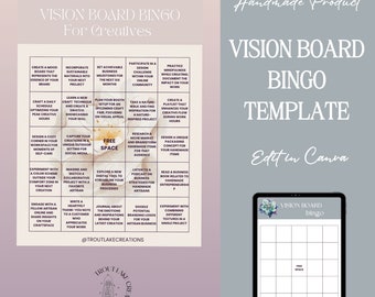 2024 Vision Board Bingo Template, Personal Goals Bingo Game, Aesthetic ...