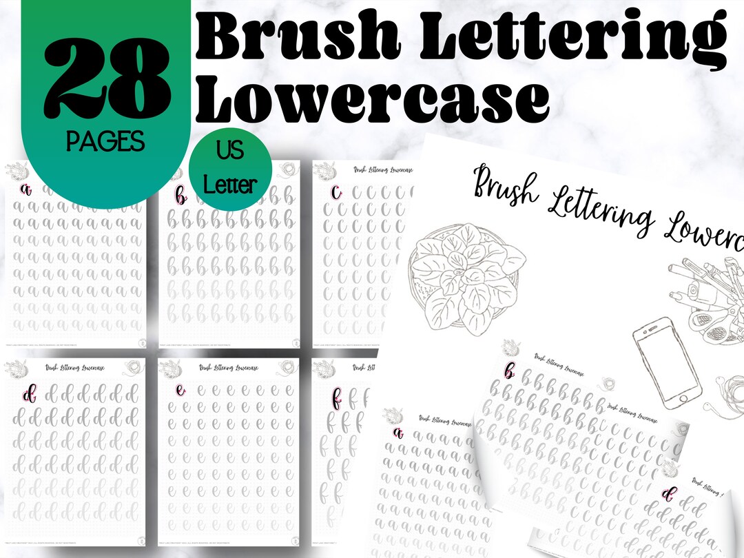 Brush Lettering Lowercase Worksheets Procreate Lettering Lettering ...