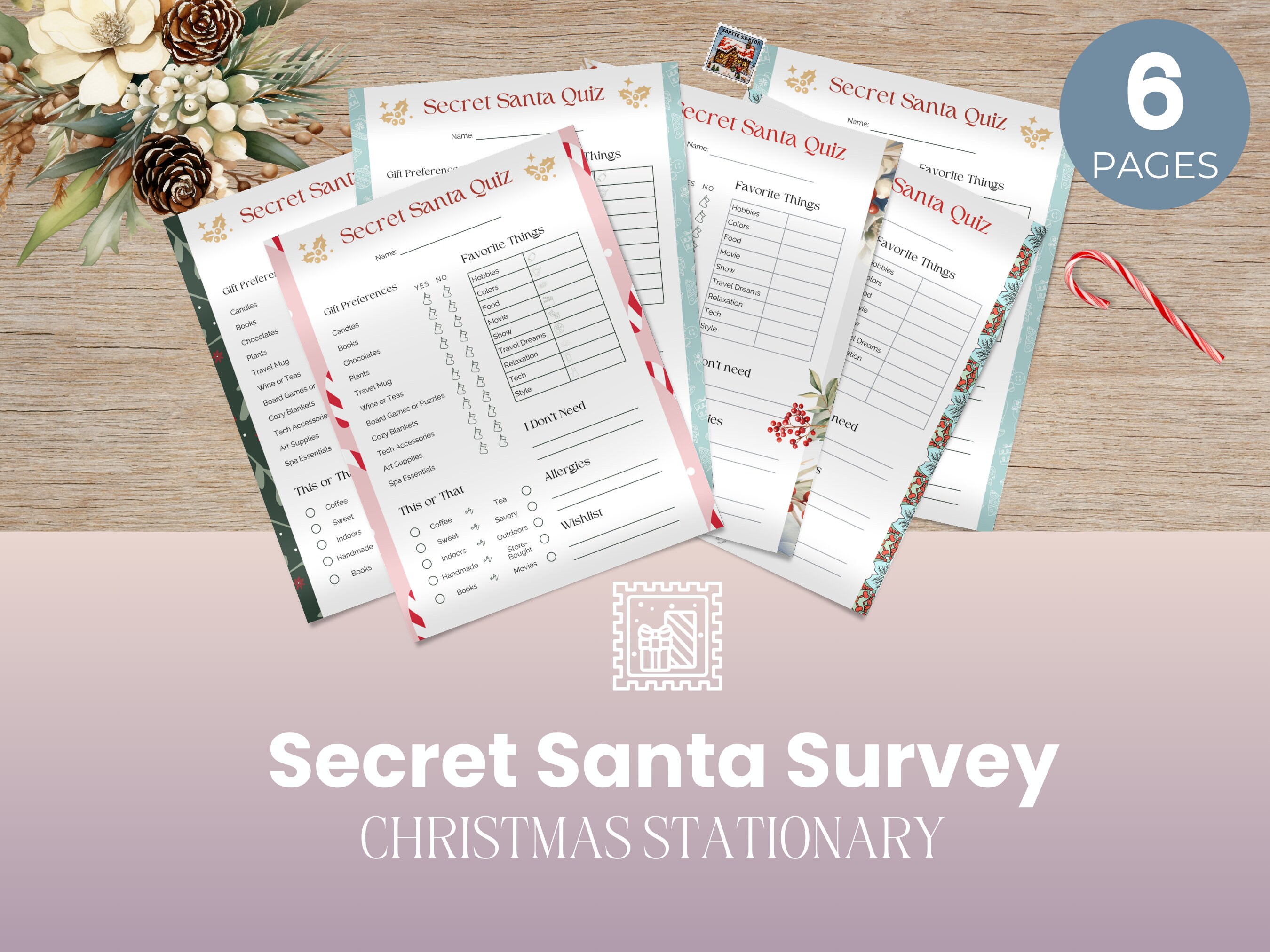 Secret Santa Survey Kris Kringle Form Gift Exchange - Etsy