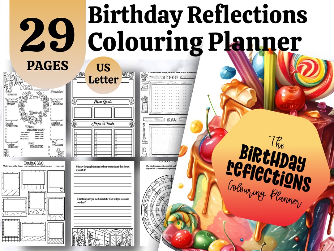 Birthday Reflections Colouring Planner Goodnotes - Etsy