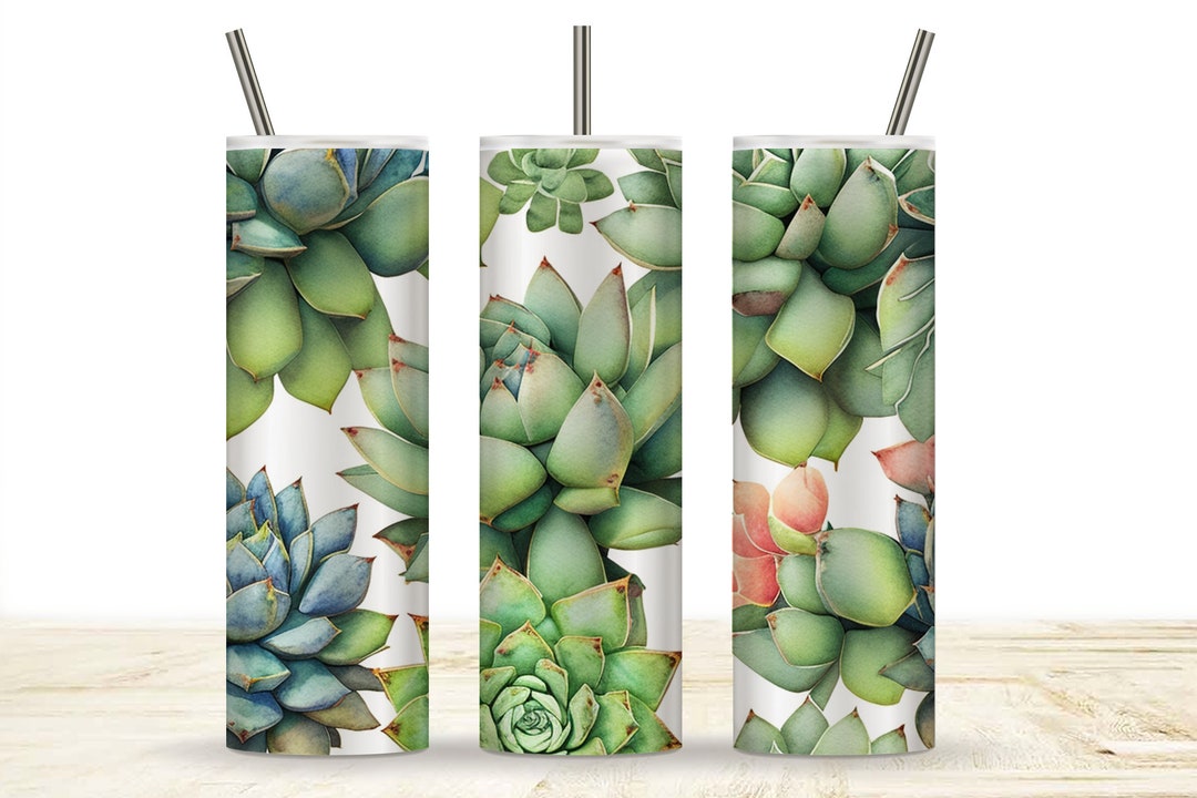 Succulent Tumbler, Succulent Flowers, 20 Oz Skinny Tumbler Wrap Design ...