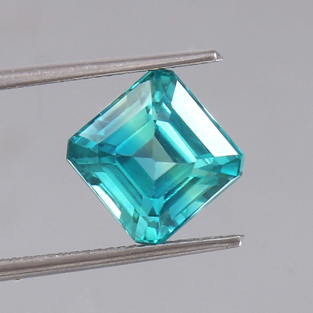 Sapphire Green Blue Bio Color Ceylon Parti Sapphire Loose Asscher ...