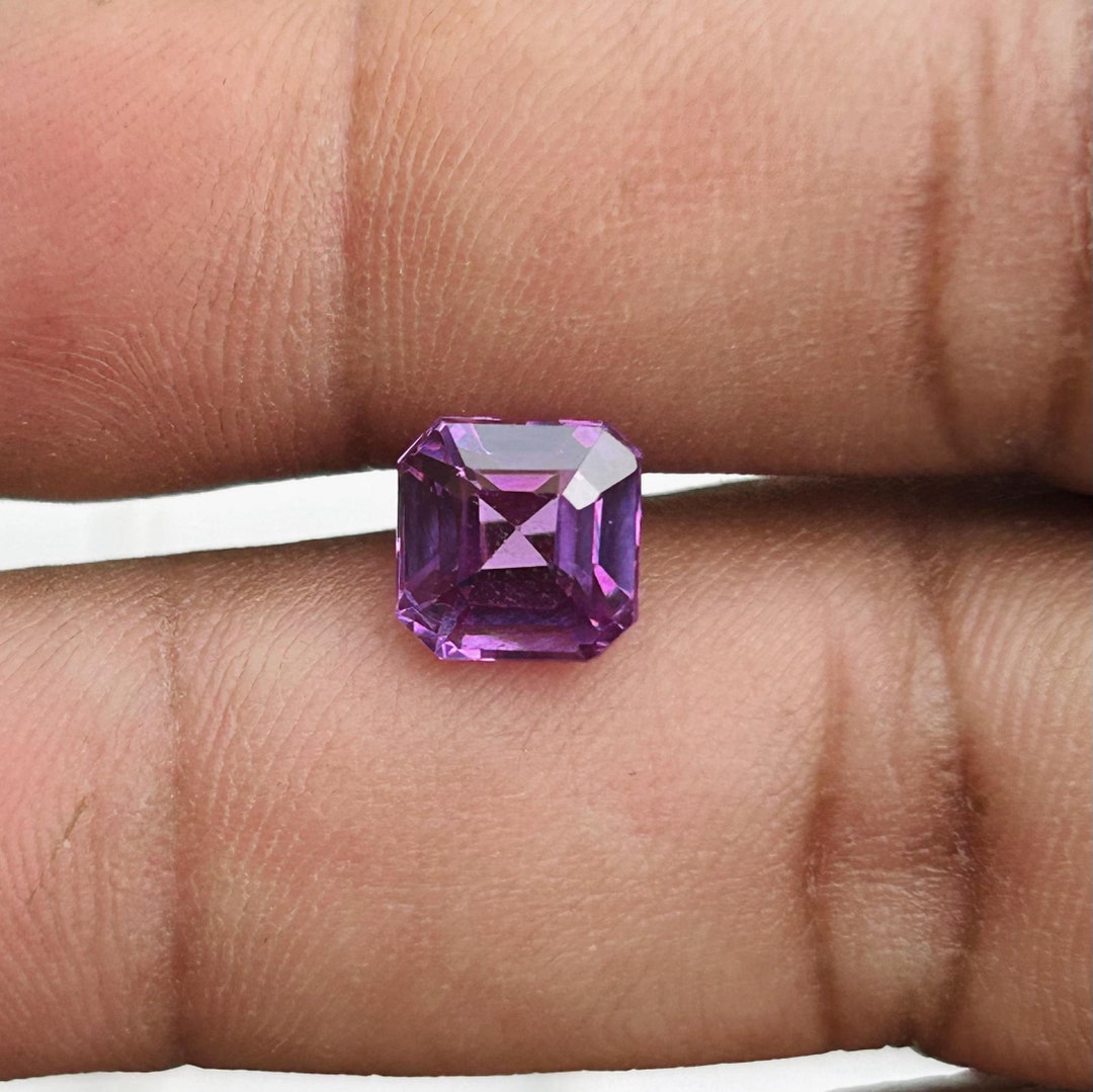 AAA 7.50 MM Flawless Purple Pink Ceylon Sapphire Loose Square Gemstone ...