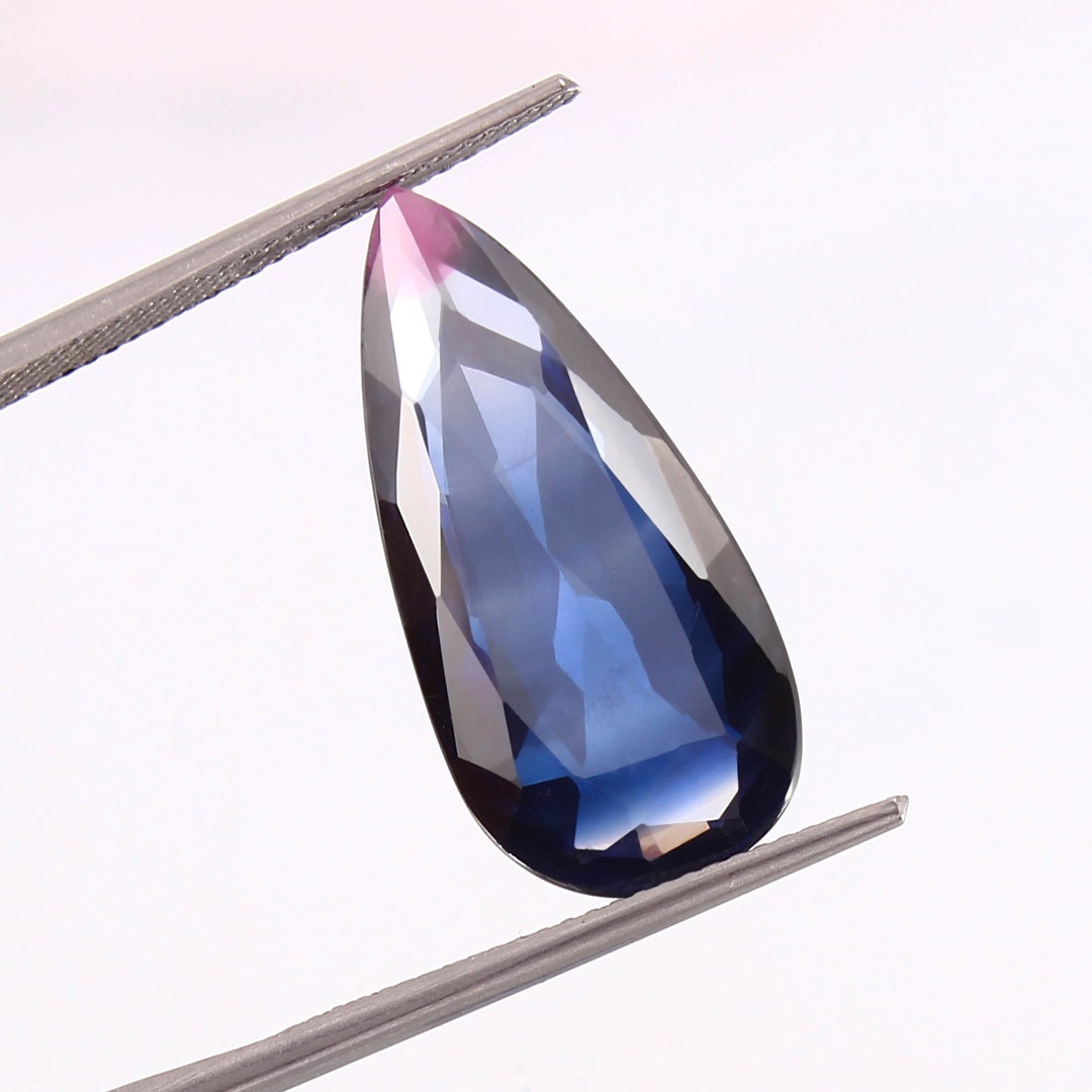 13.50 .ct Bio Color Ceylon Pink Blue Sapphire Loose Pear Cut Gemstone ...