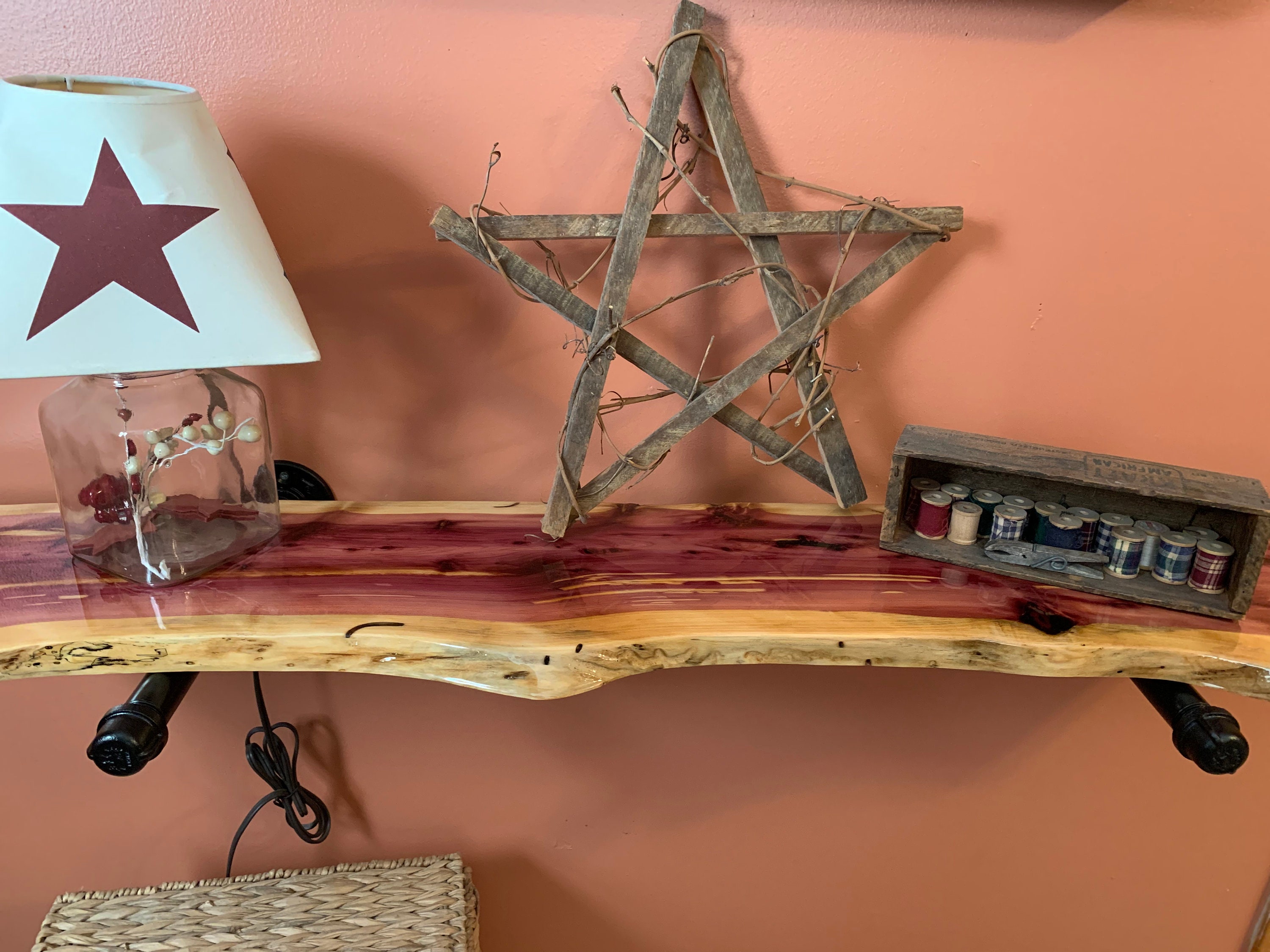 Floating Shelf Cedar Shelf Live Edge Shelf Solid Red Cedar Rustic Edge ...