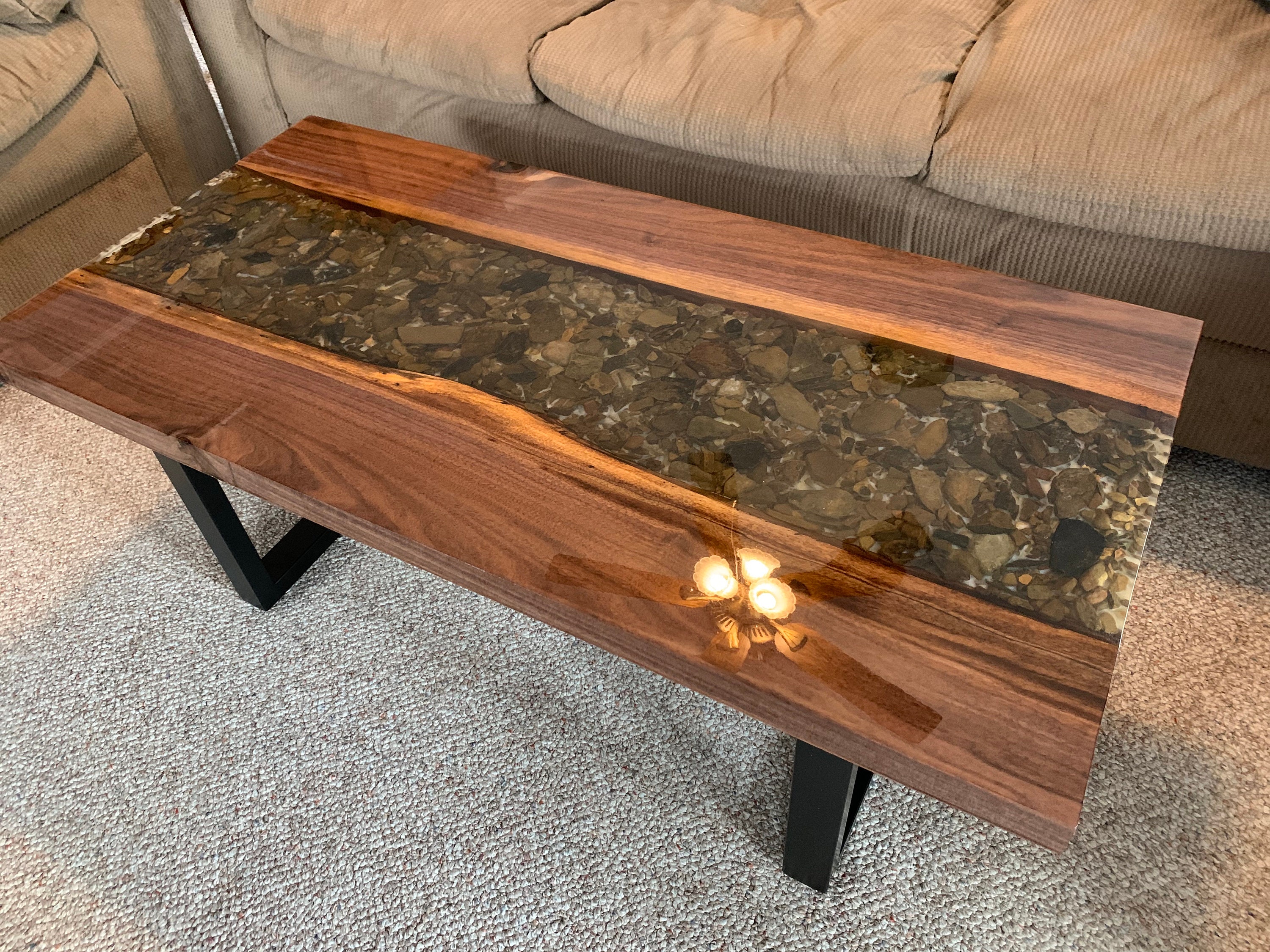 Epoxy River Table/ Coffee Table/ River Epoxy End Table/ Walnut - Etsy