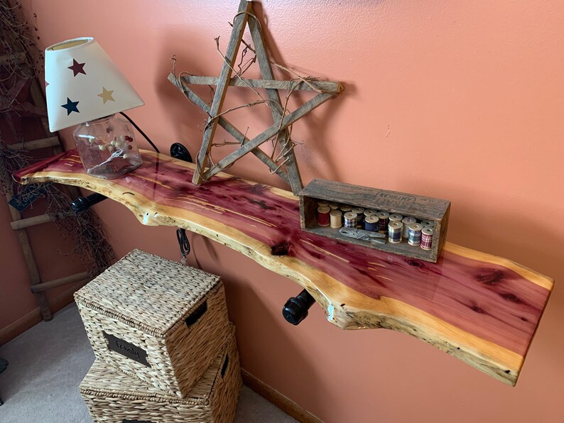 Floating Shelf Cedar Shelf Live Edge Shelf Solid Red Cedar Rustic Edge Shelf Gift Rustic Home ...