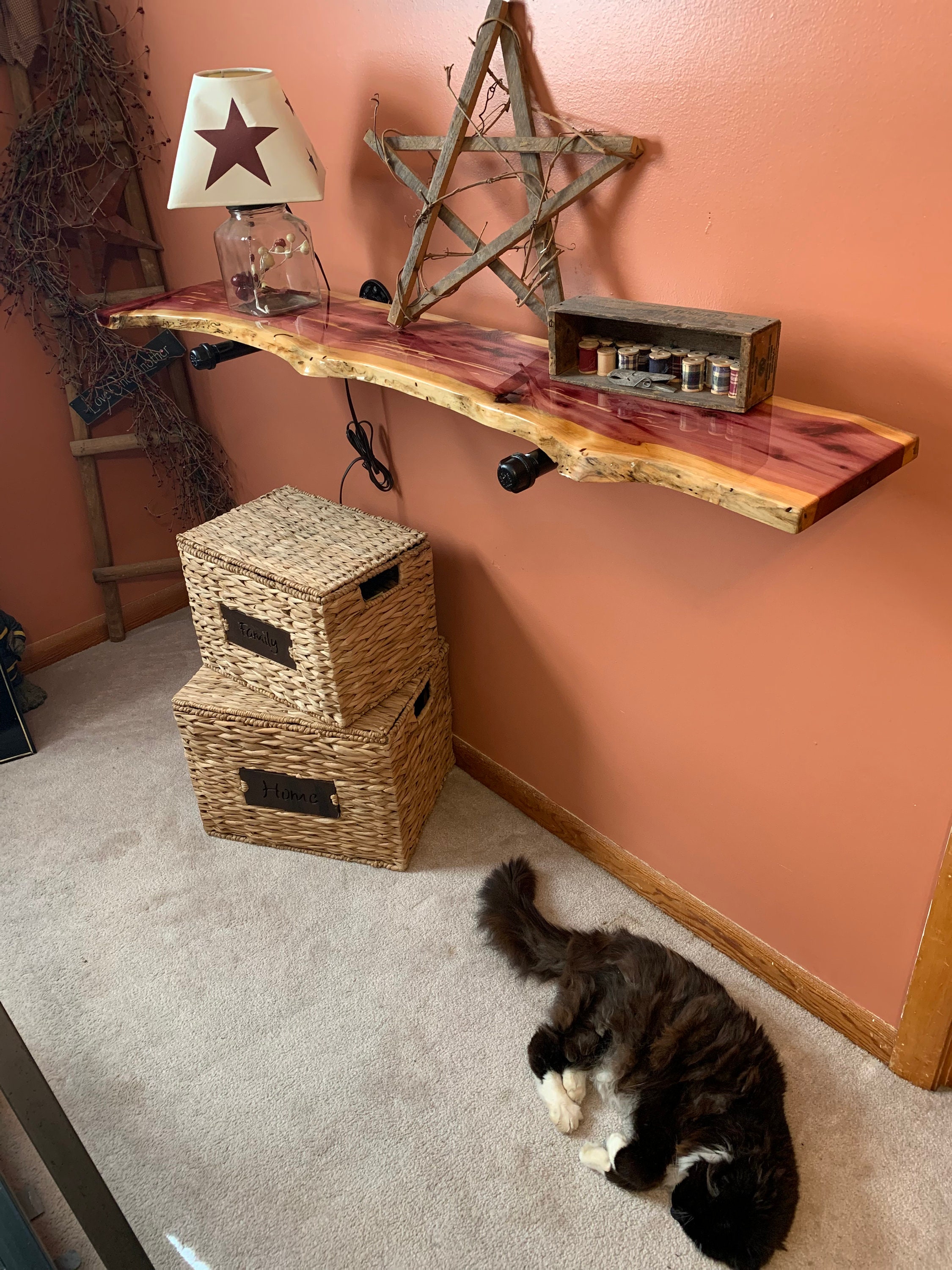 Floating Shelf Cedar Shelf Live Edge Shelf Solid Red Cedar Rustic Edge Shelf Gift Rustic Home ...