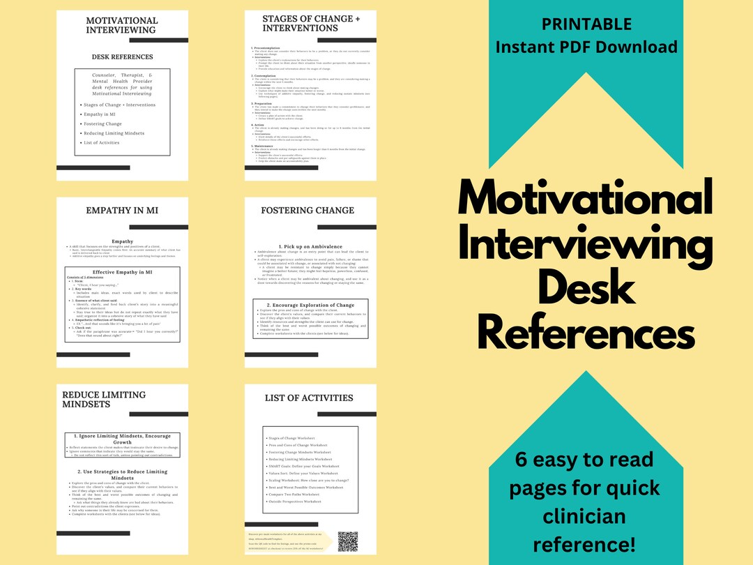 Motivational Interviewing Desk Reference Clinical, Therapist, Mental ...