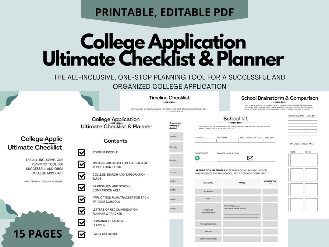 Ultimate College Application Planner and Checklist - Etsy