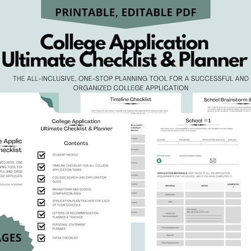 Ultimate College Application Planner and Checklist - Etsy