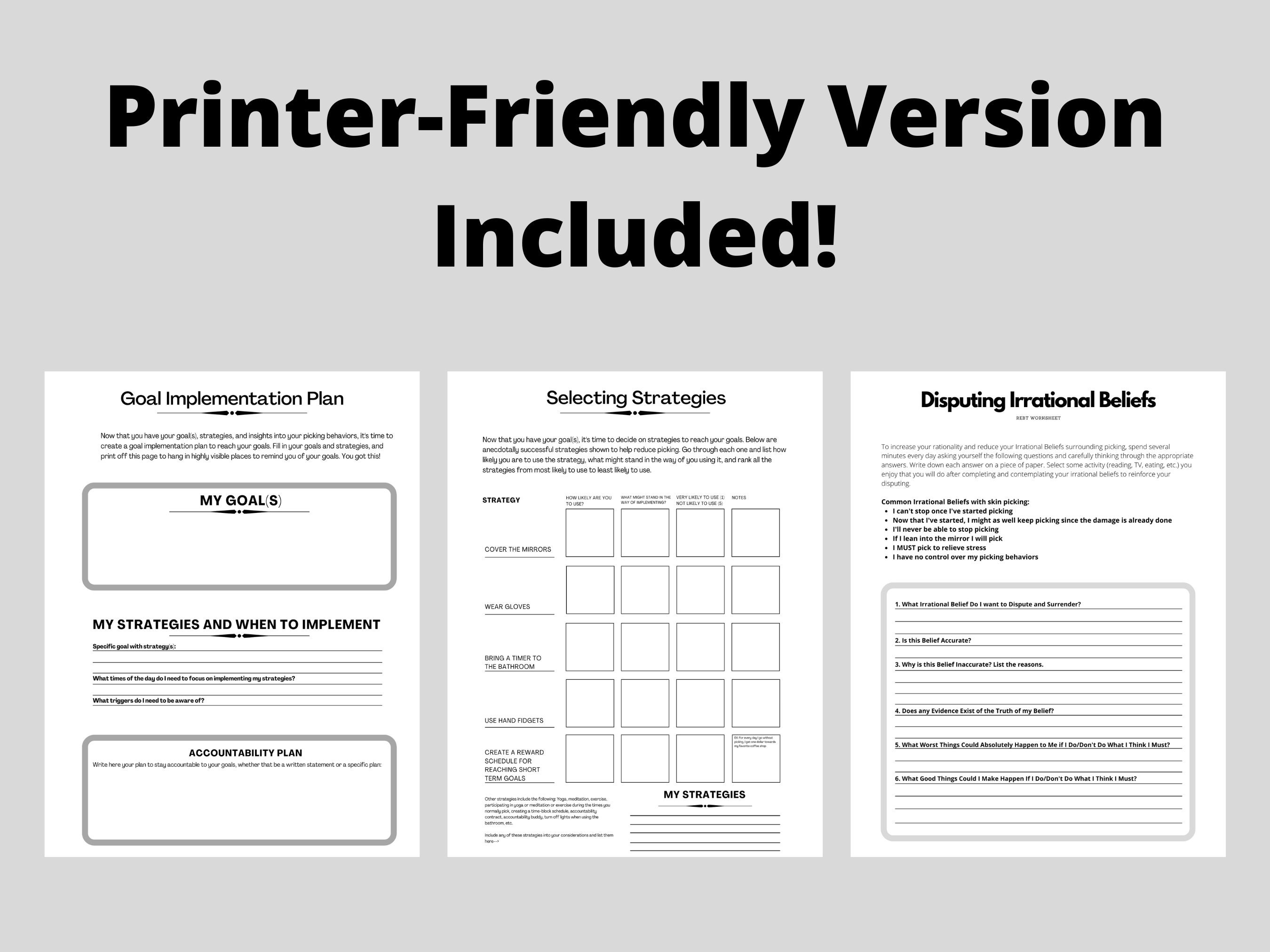 Skin Picking Therapy Journal, Planner, Workbook, and Tracker ...