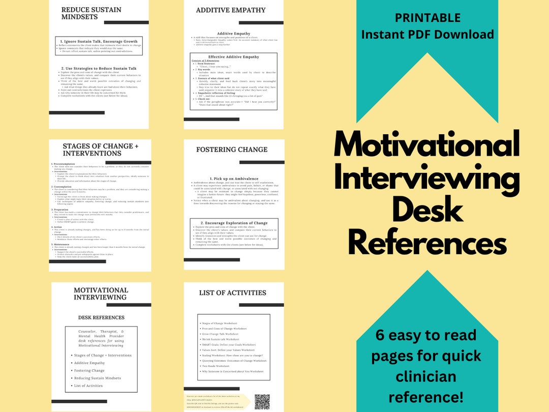 Motivational Interviewing Desk Reference Clinical - Etsy