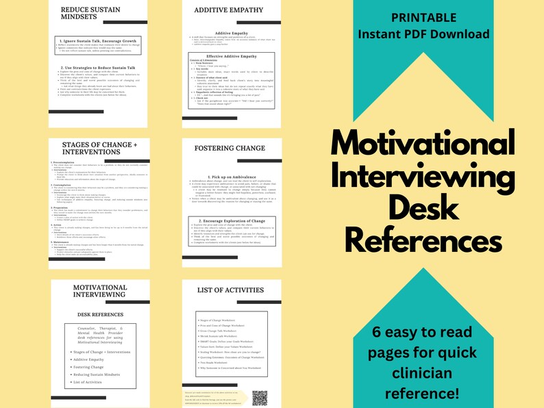 Motivational Interviewing Desk Reference Clinical - Etsy