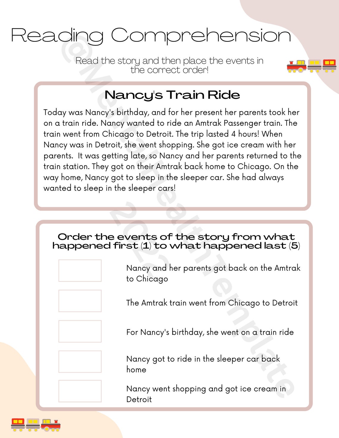 Printable Reading Comprehension Question Worksheets for Kids 10 ...